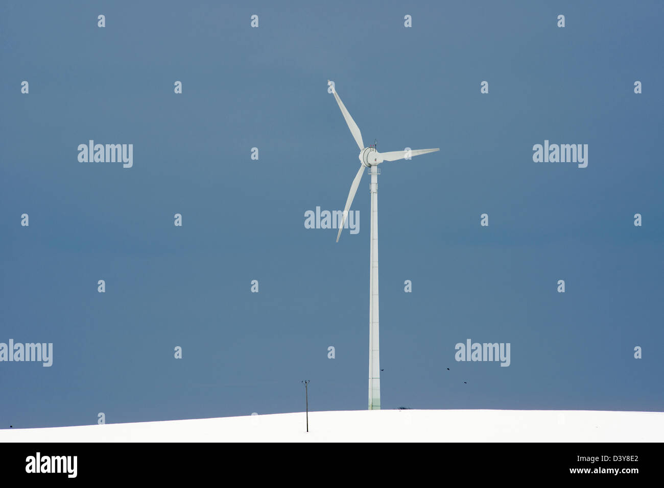 Wind power station on windy winter fields in an open landscape Stock ...