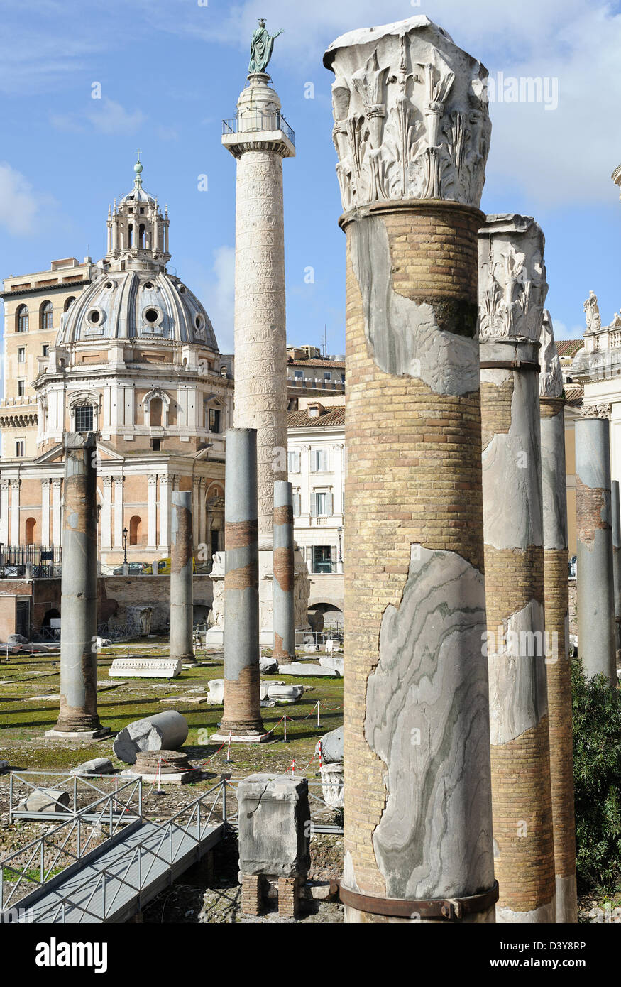 Trajan's Column is visible amongst nearby church spires and the marble ...
