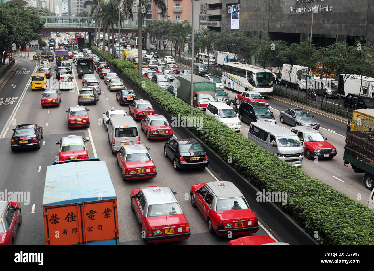 Hong Kong, China, during rush hour in the Gloucester Road Stock Photo ...