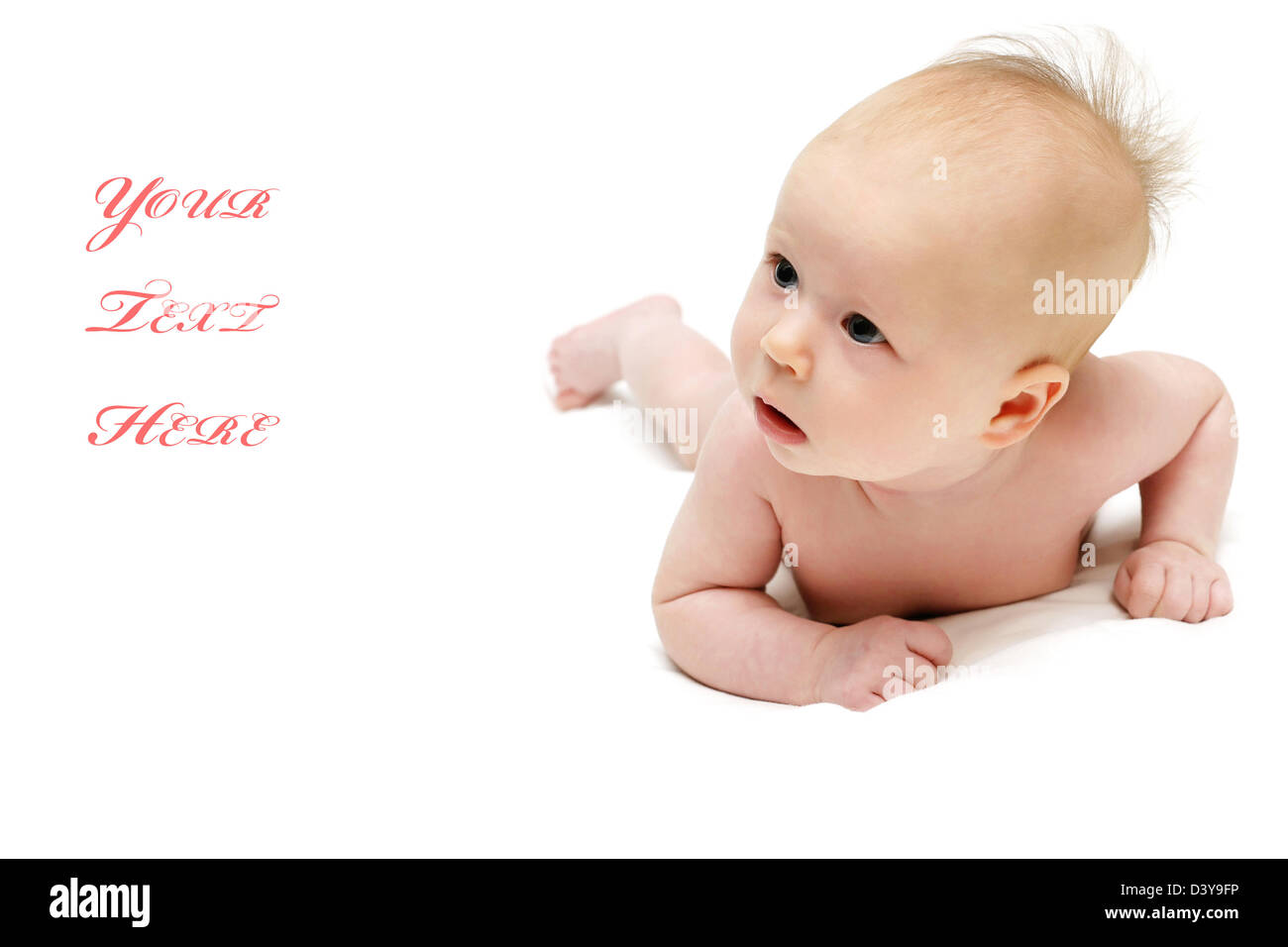 Crawling baby looking left isolated Stock Photo - Alamy