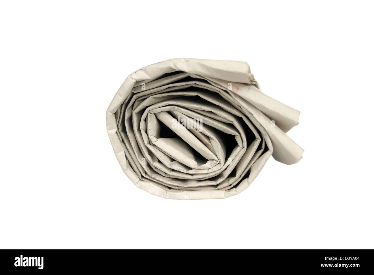Rolled newspaper isolated on white Stock Photo - Alamy