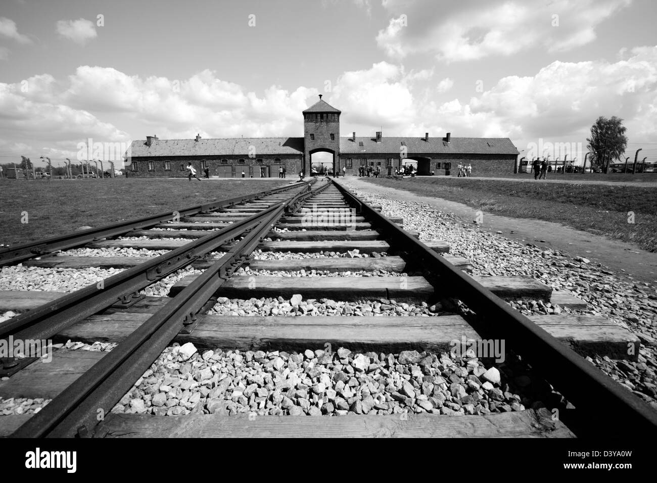Railway in Auschwitz II Birkenau nazi concentration camp, Poland Stock ...