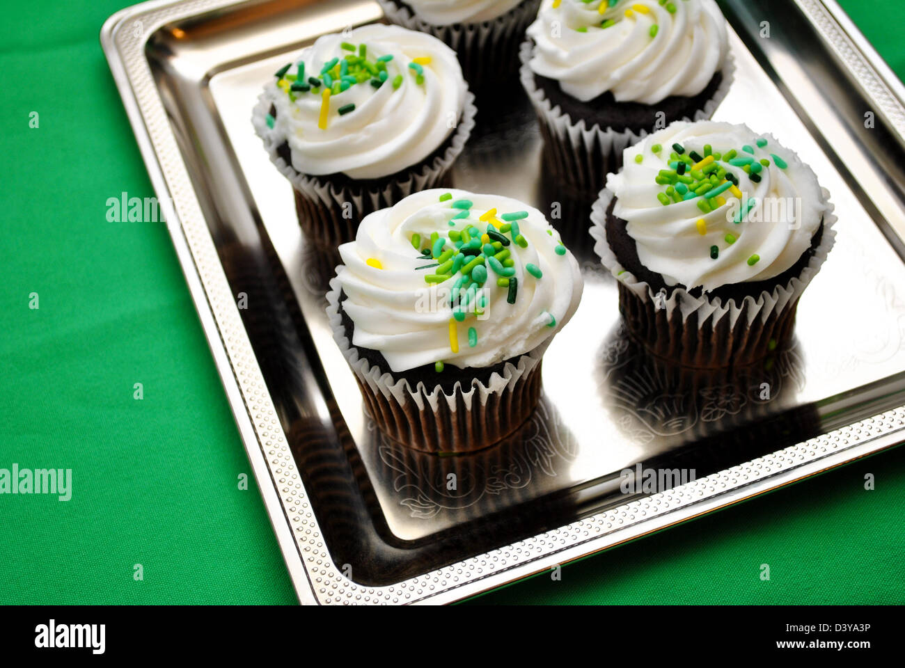 Decorated Cupcakes on a Serving Tray Stock Photo - Alamy