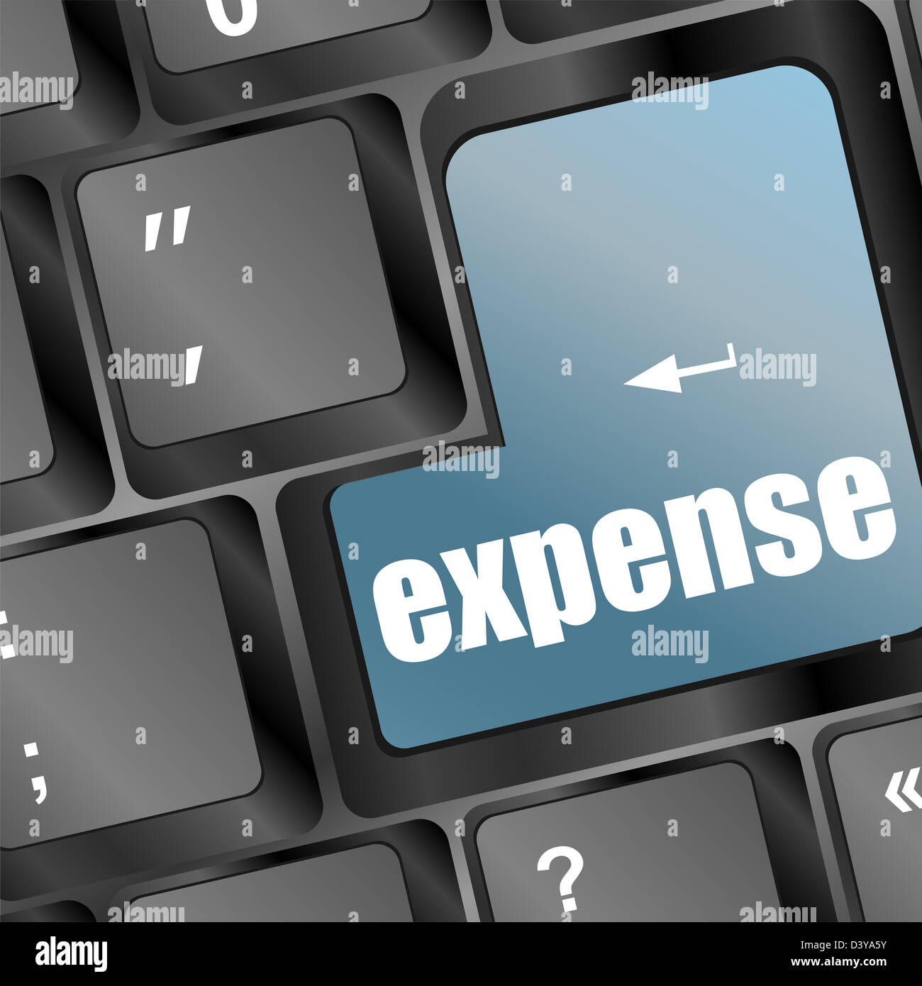 Blue expense button on the keyboard close-up Stock Photo - Alamy