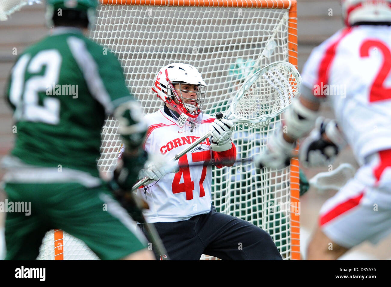 Ithaca, New York, USA. 26th February 2013. Cornell Big Red goalie AJ ...