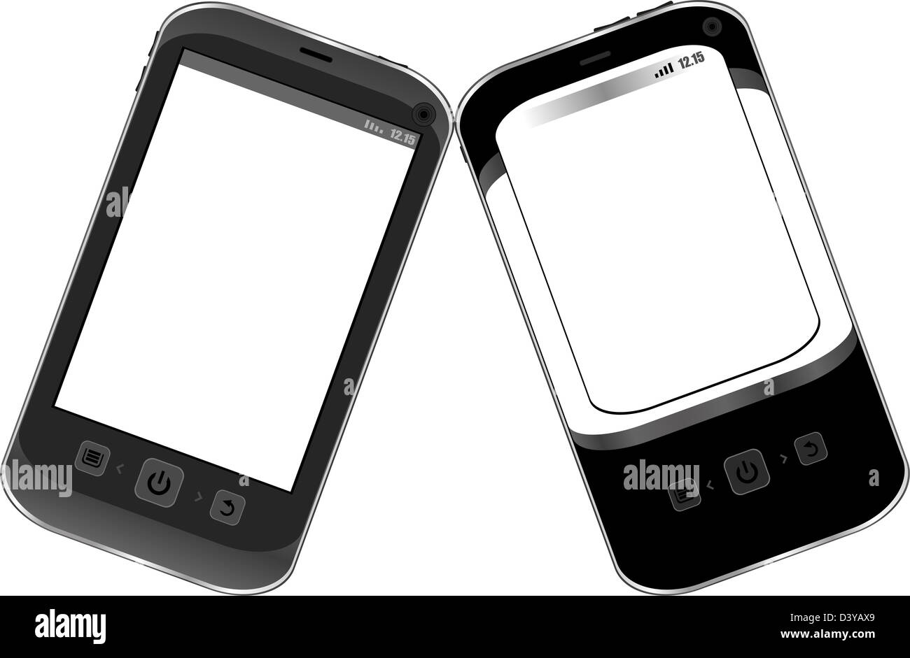 Modern realistic digital smartphone set on white background Stock Photo ...