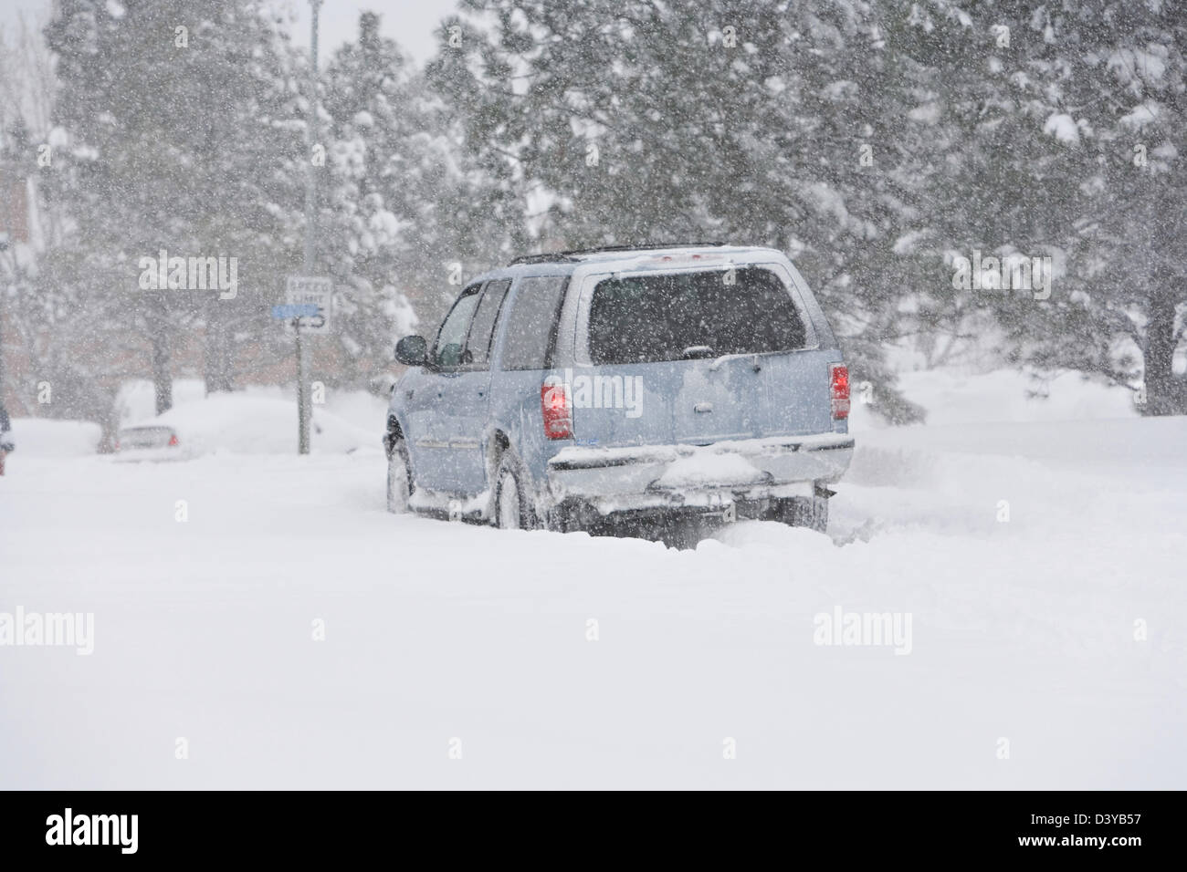 Shots from Colorado blizzard - snow covers all identifying marks on ...