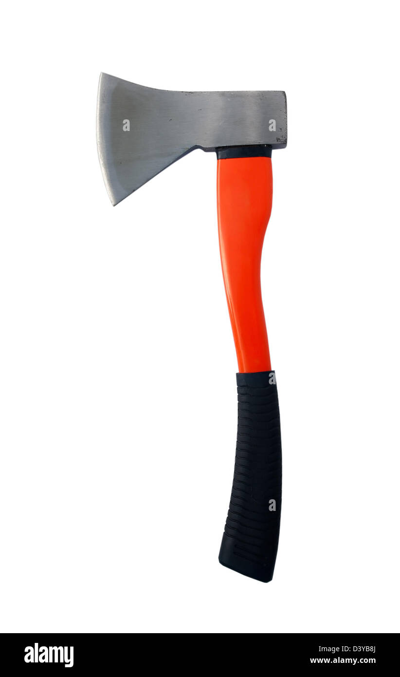 Orange axe isolated on white Stock Photo - Alamy