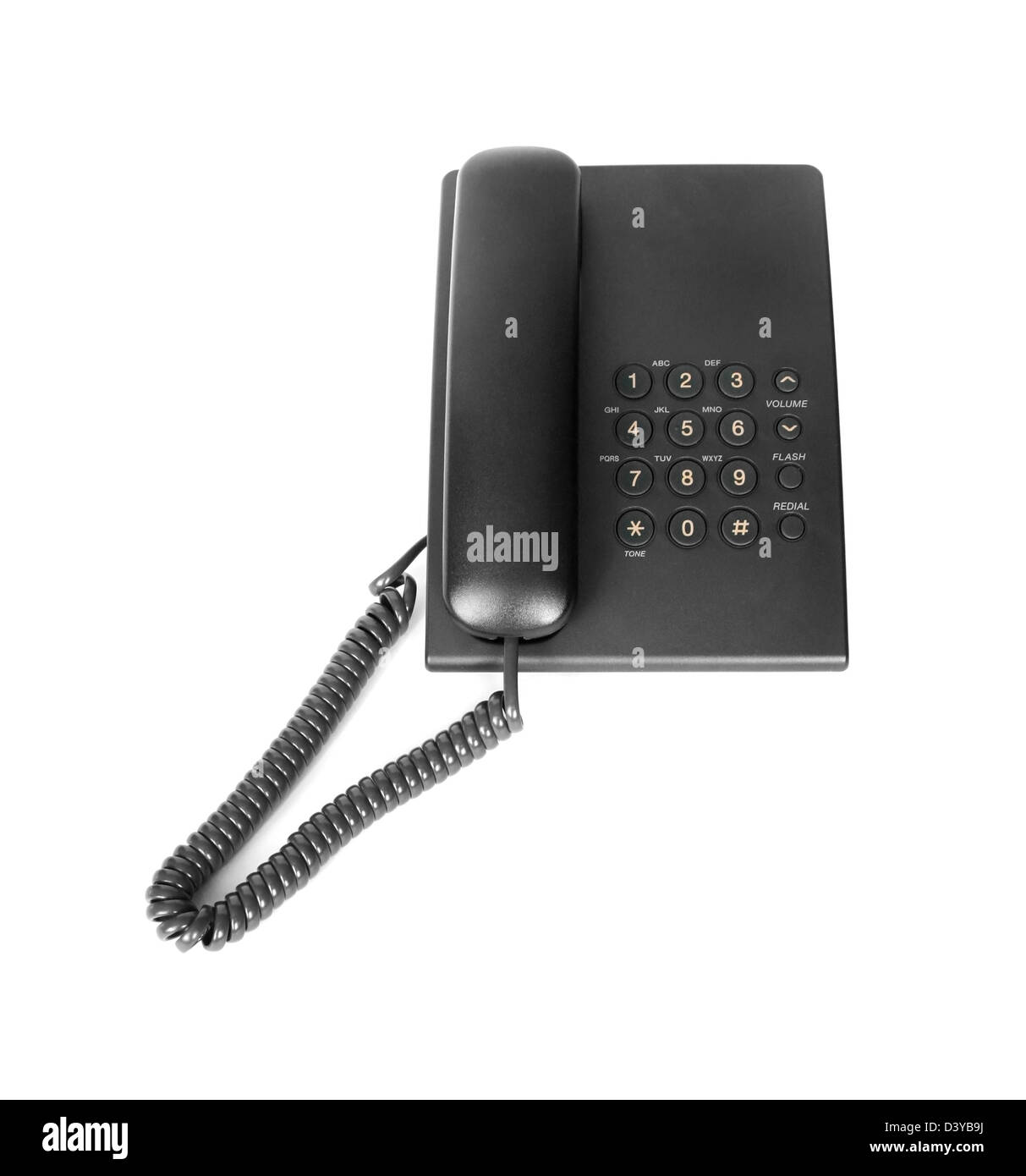 Black office phone isolated on white Stock Photo - Alamy