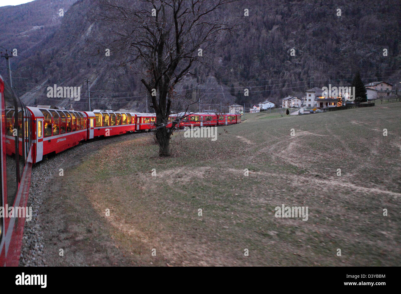 Bernina Express, the red train, Switzerland Stock Photo - Alamy