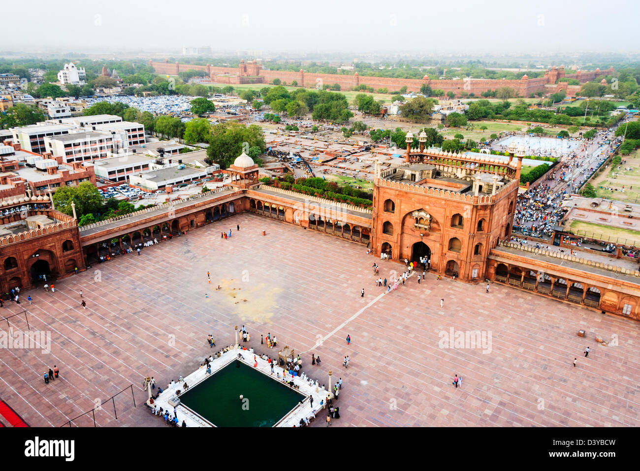 Jama Masjid courtyard birds eye view. Delhi, India Stock Photo - Alamy
