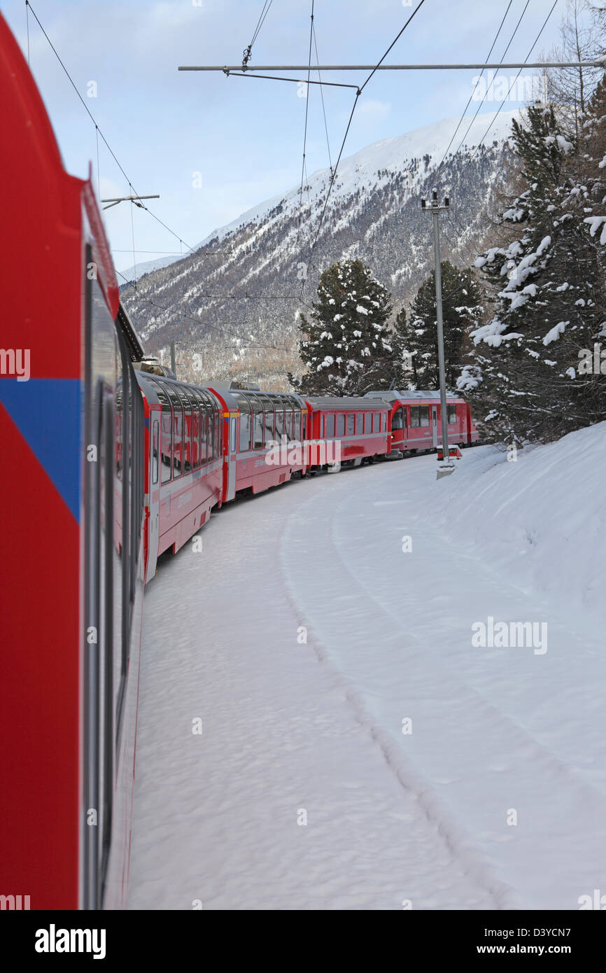 Bernina Express, the red train, Switzerland Stock Photo - Alamy