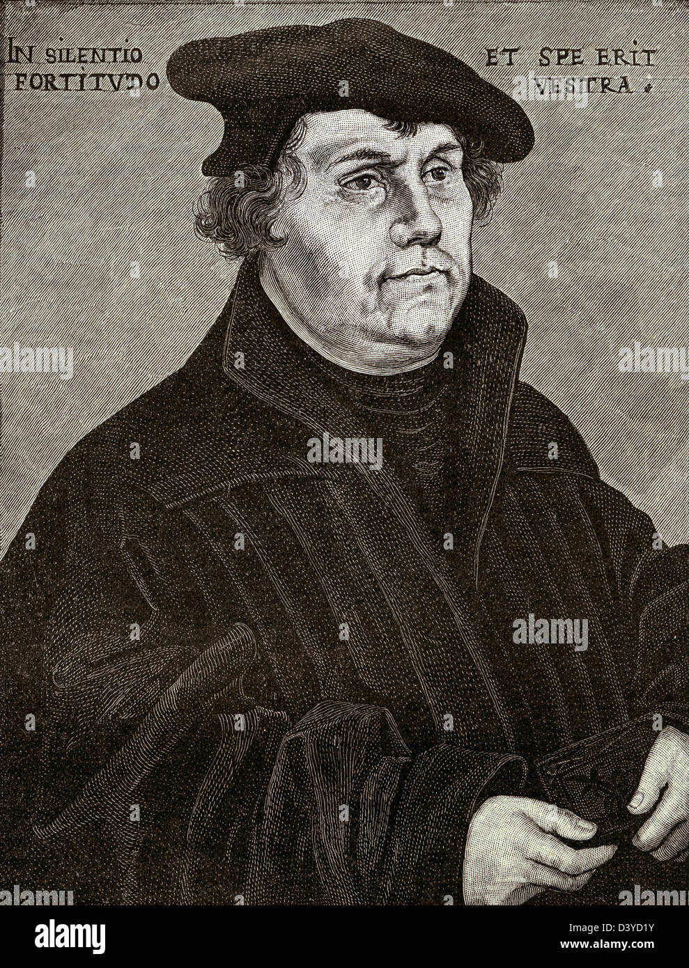 Martin Luther Line engraving founder of Protestant (Lutheran) Church ...