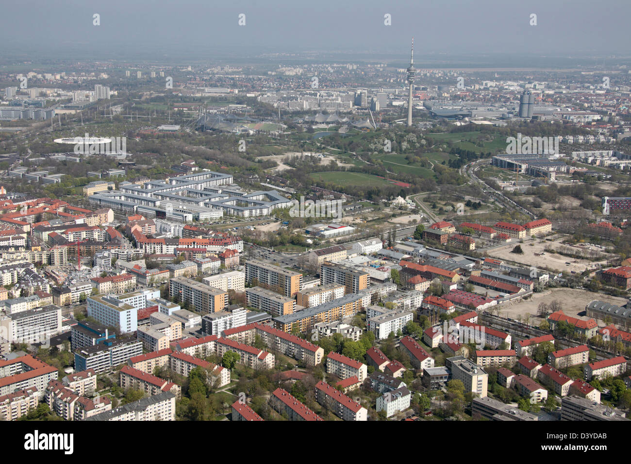 Munich, Germany, aerial view of the Olympic Park Munich Stock Photo - Alamy