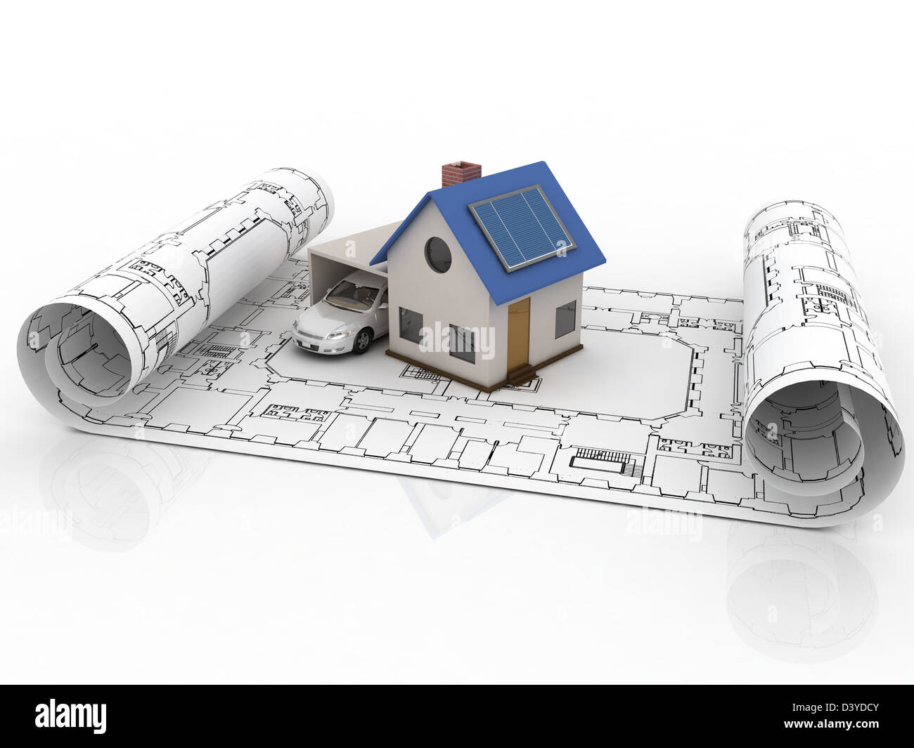 Architecture model house with garage Stock Photo - Alamy