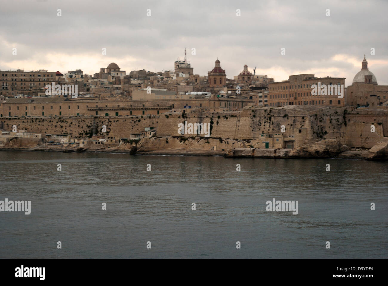 Historic city of Valetta inside fortification, with cathedral and ...