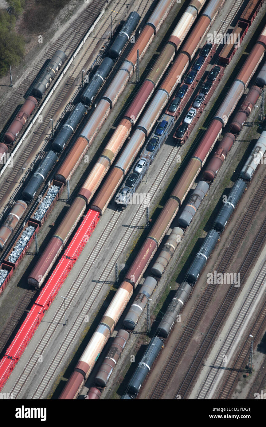 Munich, Germany, aerial view of railway tracks Stock Photo - Alamy