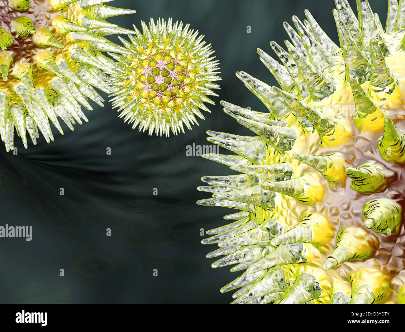 Viruses in a blood stream. Medical visualisation. 3d rendered ...