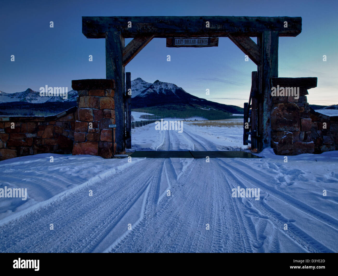 The Last Dollar Ranch in winter with a view of the Dallas Divide on the ...
