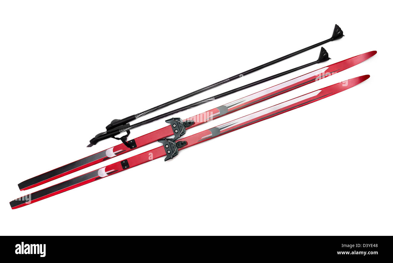 Red Skis And Poles