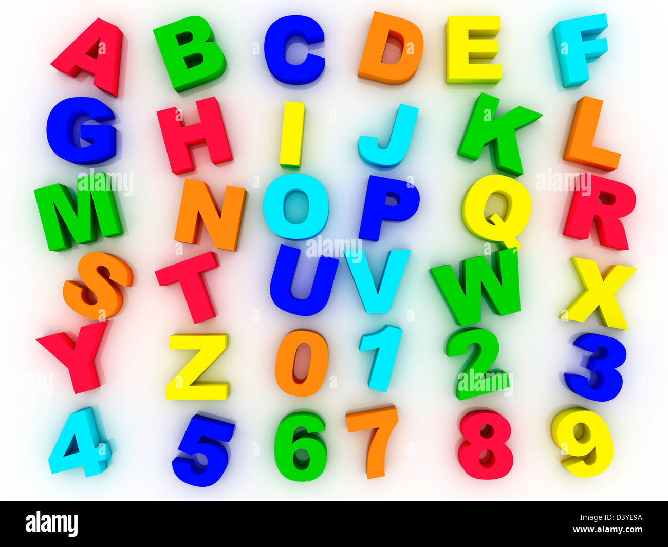 3d full alphabet with numerals Stock Photo - Alamy