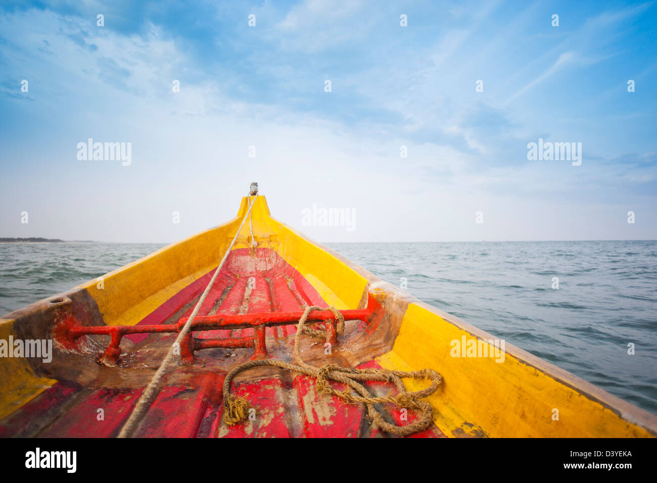 Fishing boat in the sea, Pondicherry, India Stock Photo - Alamy
