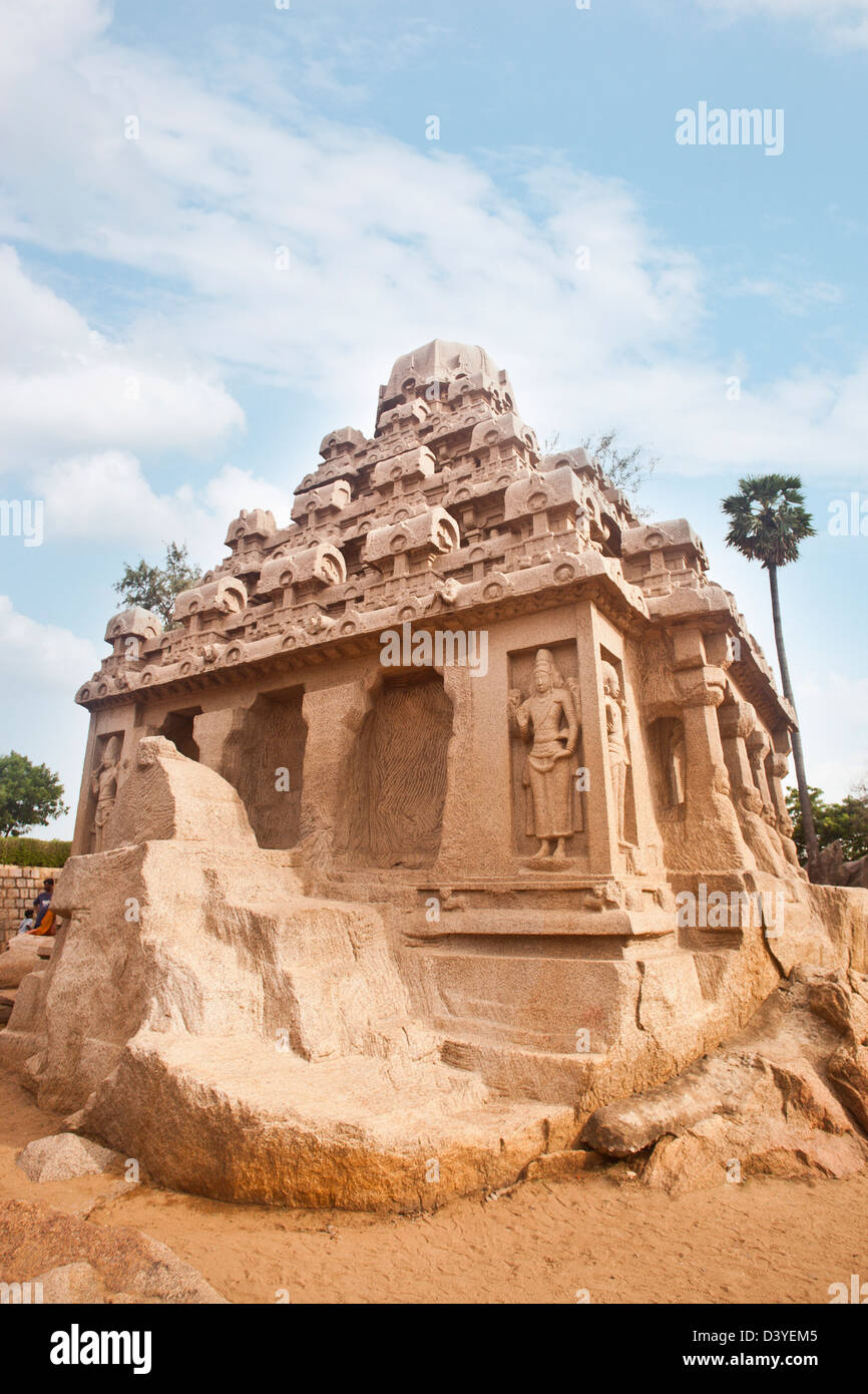 Ancient Pancha Rathas temple at Mahabalipuram, Kanchipuram District ...