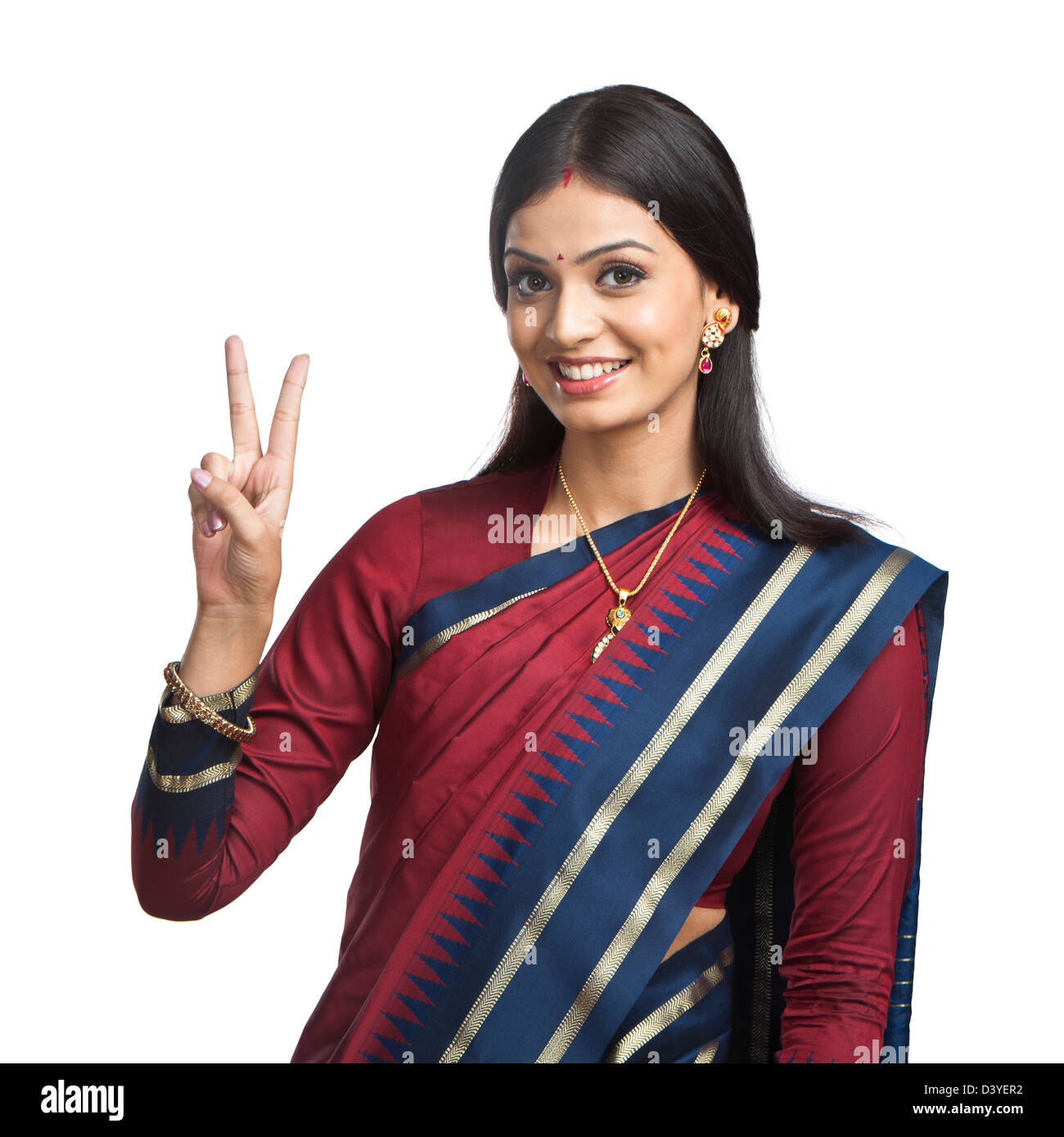 Victory sign indian woman hi-res stock photography and images - Alamy