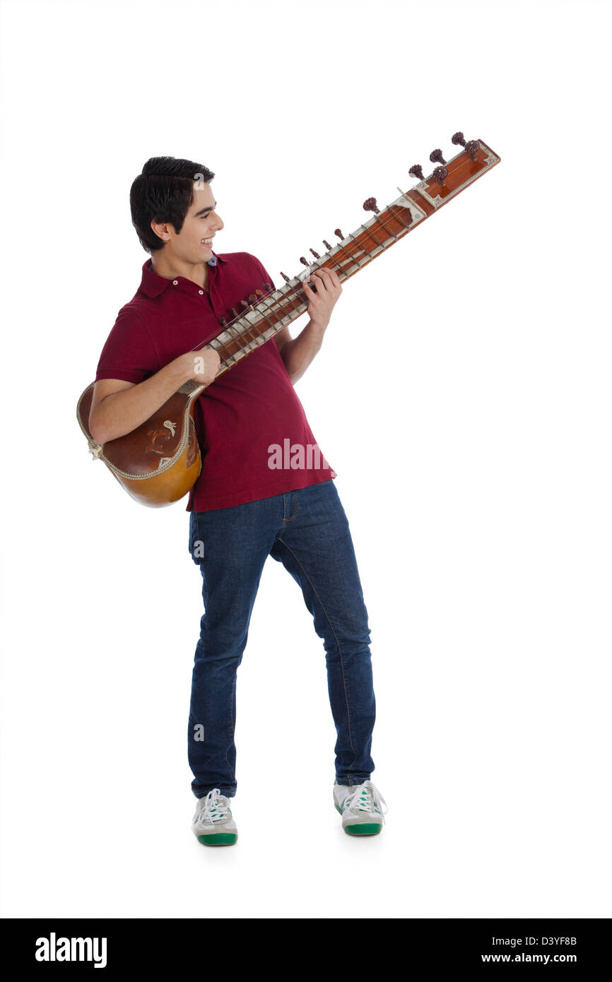 Indian sitar musical instrument Cut Out Stock Images & Pictures - Alamy