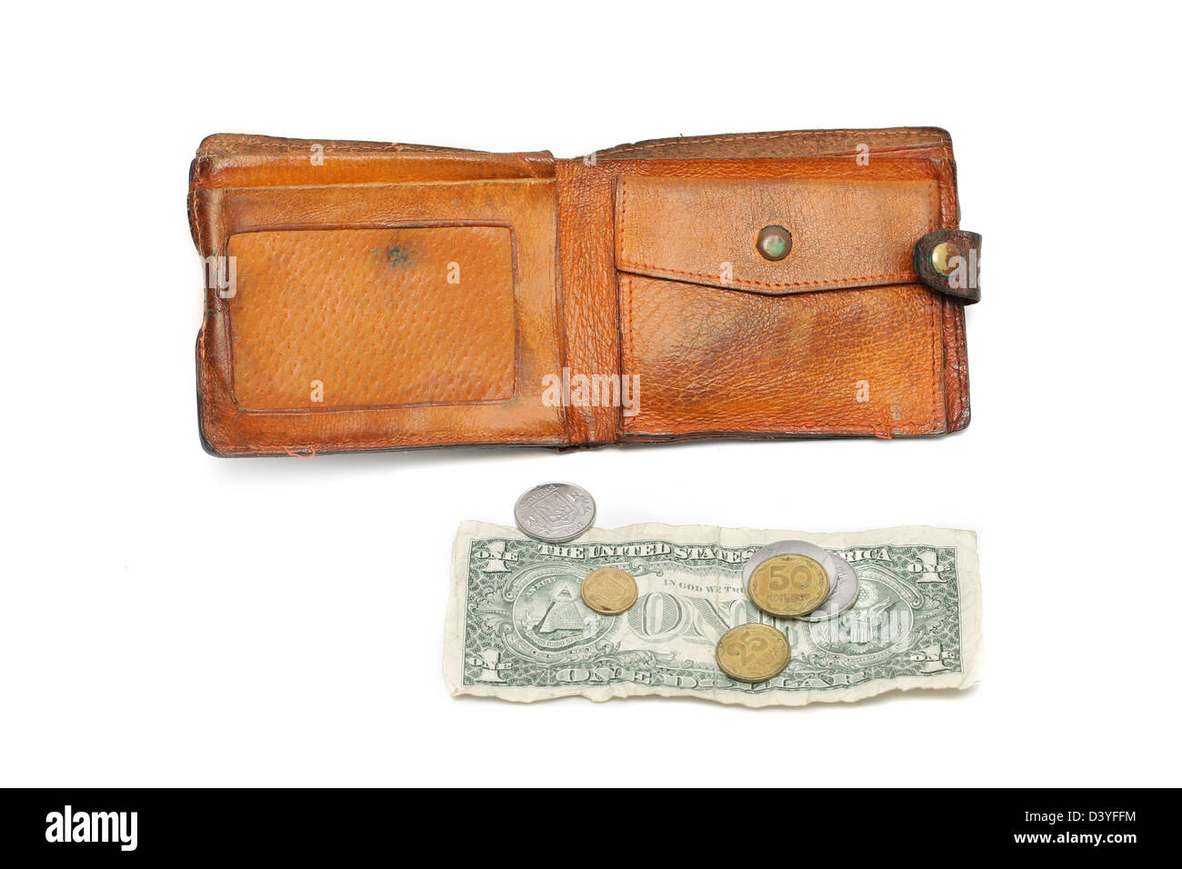 One dollar and wallet isolated Stock Photo - Alamy