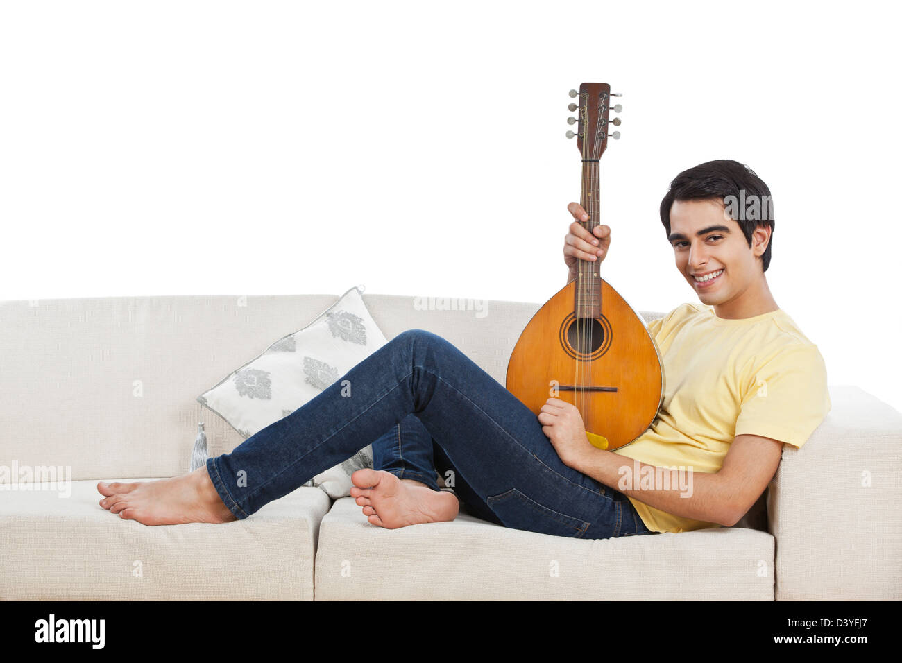 Portrait of a man playing a mandolin Stock Photo - Alamy