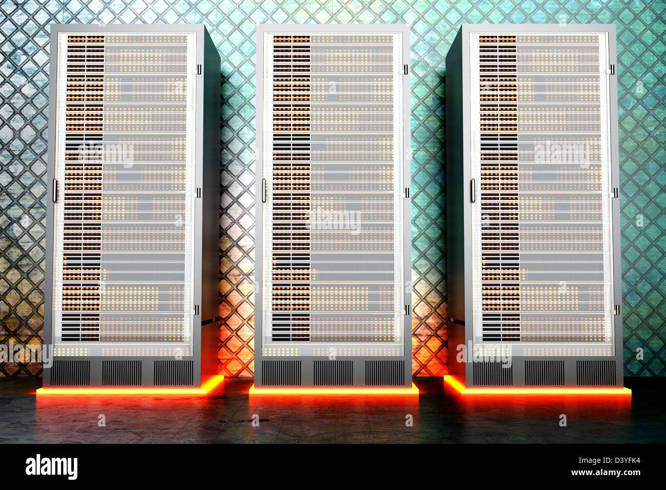 A iron server room. 3D rendered Illustration Stock Photo - Alamy
