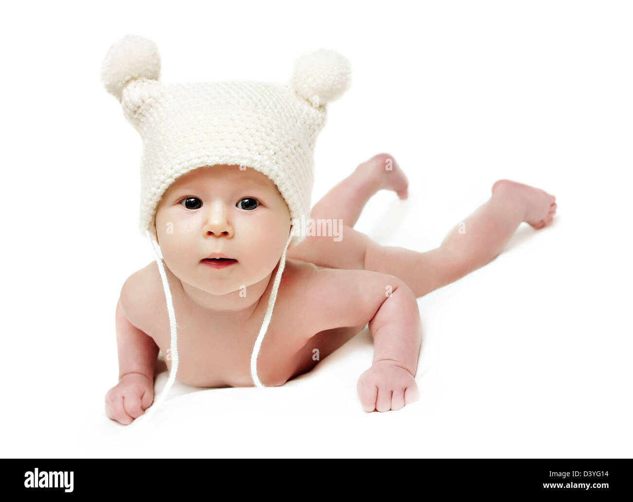 Newborn baby in the cap isolated Stock Photo - Alamy