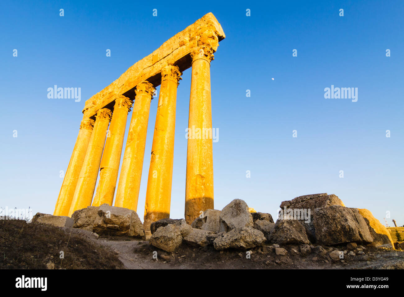 Remaining standing columns of the Jupiter Temple at Baalbek Lebanon ...