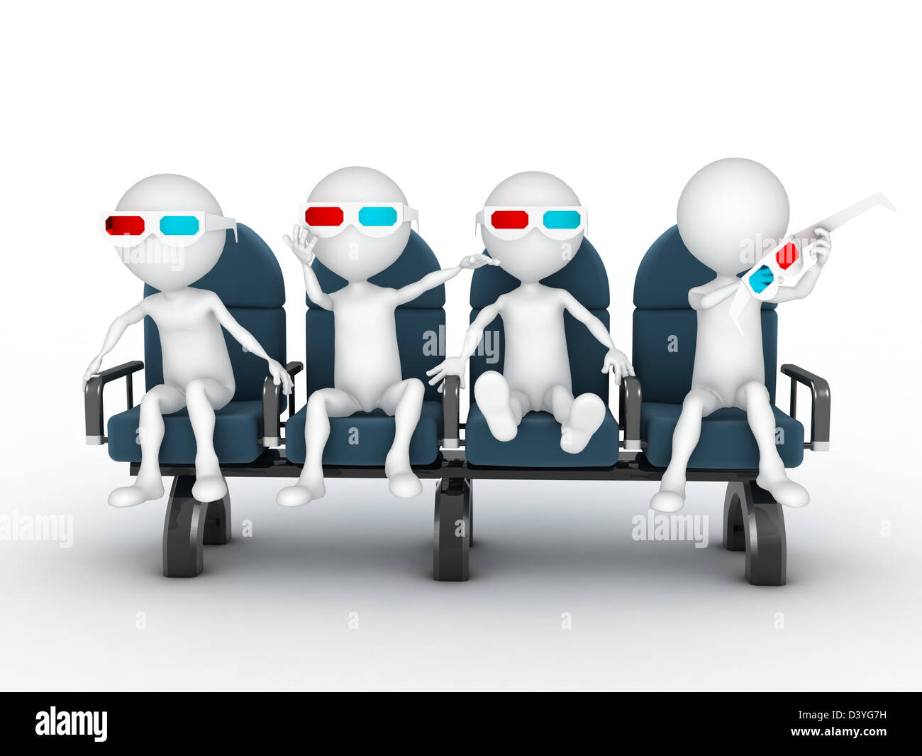 3d people watching 3d movie with sunglasses Stock Photo - Alamy