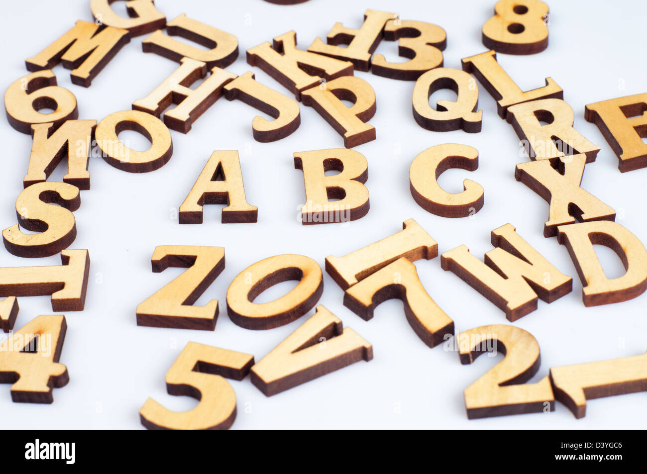 Close-up abc wooden letters isolated on white background Stock Photo ...