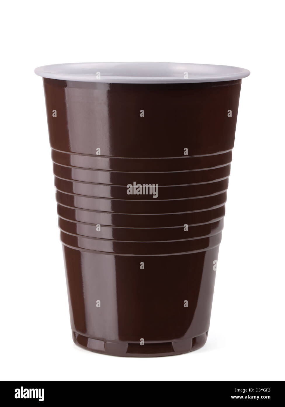 Brown empty plastic cup isolated on white Stock Photo - Alamy
