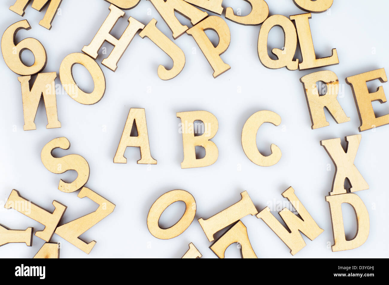 Close-up abc wooden letters isolated on white background Stock Photo ...