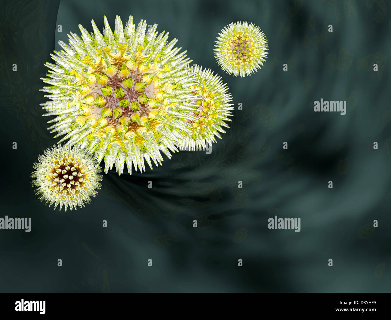 Viruses in a blood stream. Medical visualisation. 3d rendered ...