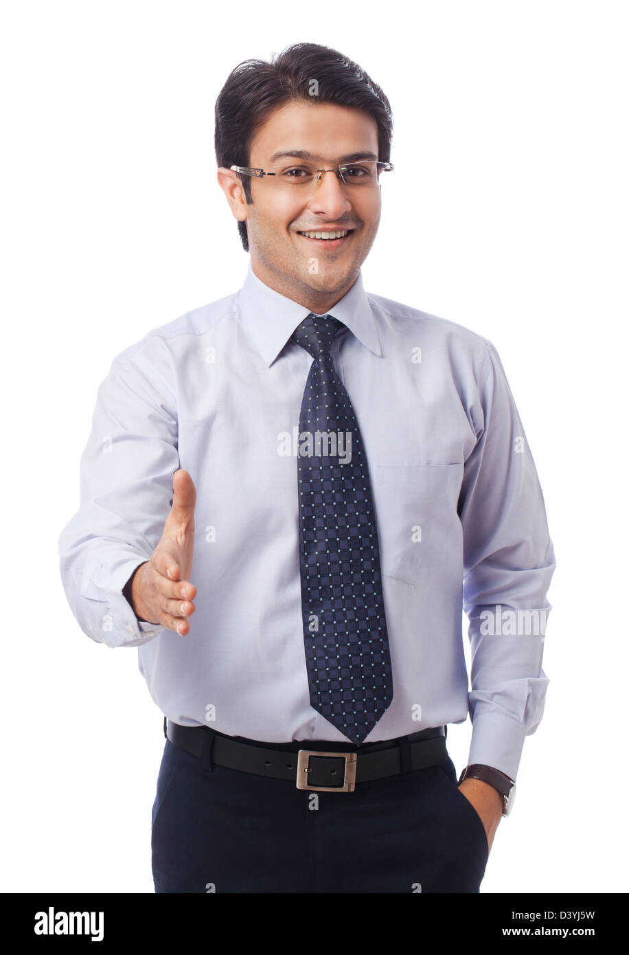 Portrait of a businessman offering for handshake Stock Photo - Alamy