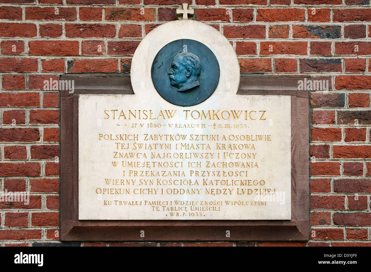 memorial plaque Stanislaw Tomkowicz (1850-1933), art historian, Krakow ...