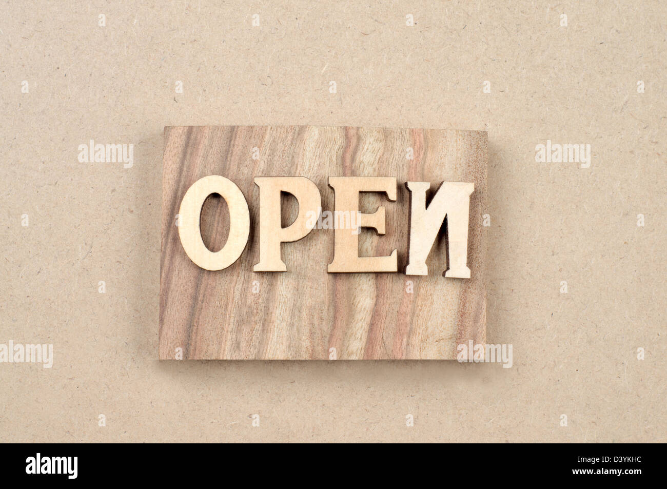 Open word in cutting wooden Stock Photo - Alamy