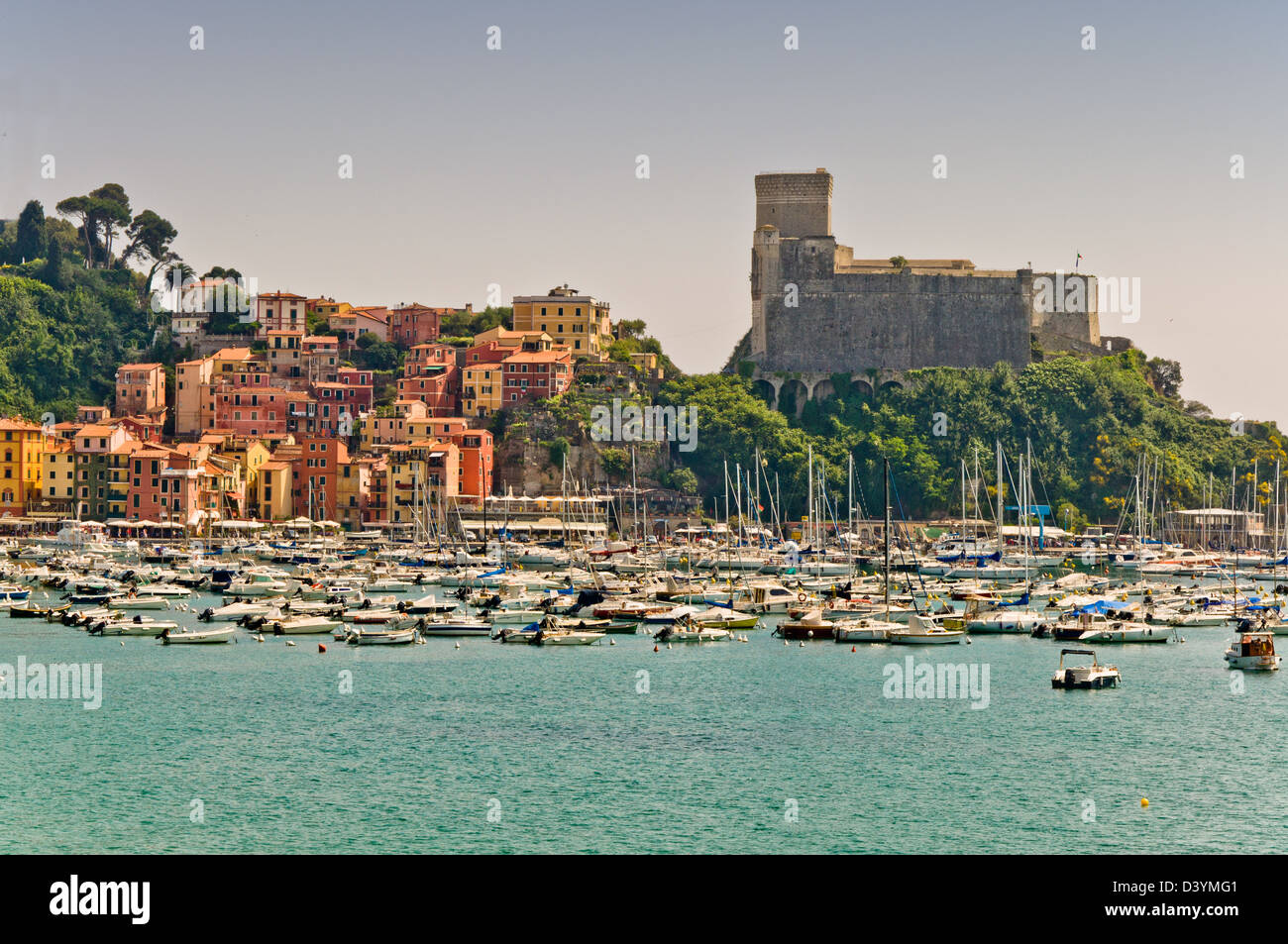 Lerici typical village, Castle and port in Liguria Stock Photo - Alamy