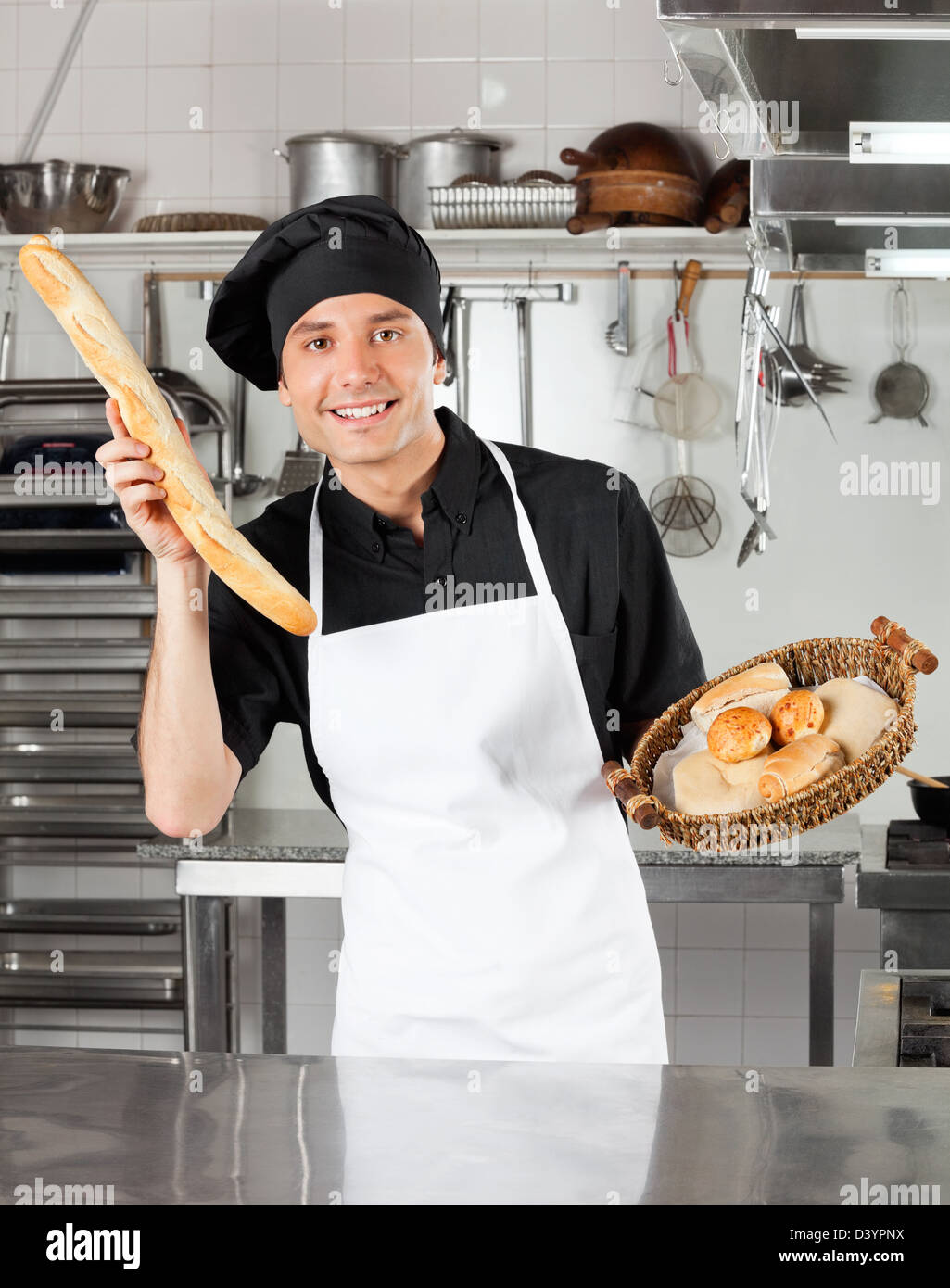 Male Chef Holding Bread Loaf Stock Photo - Alamy
