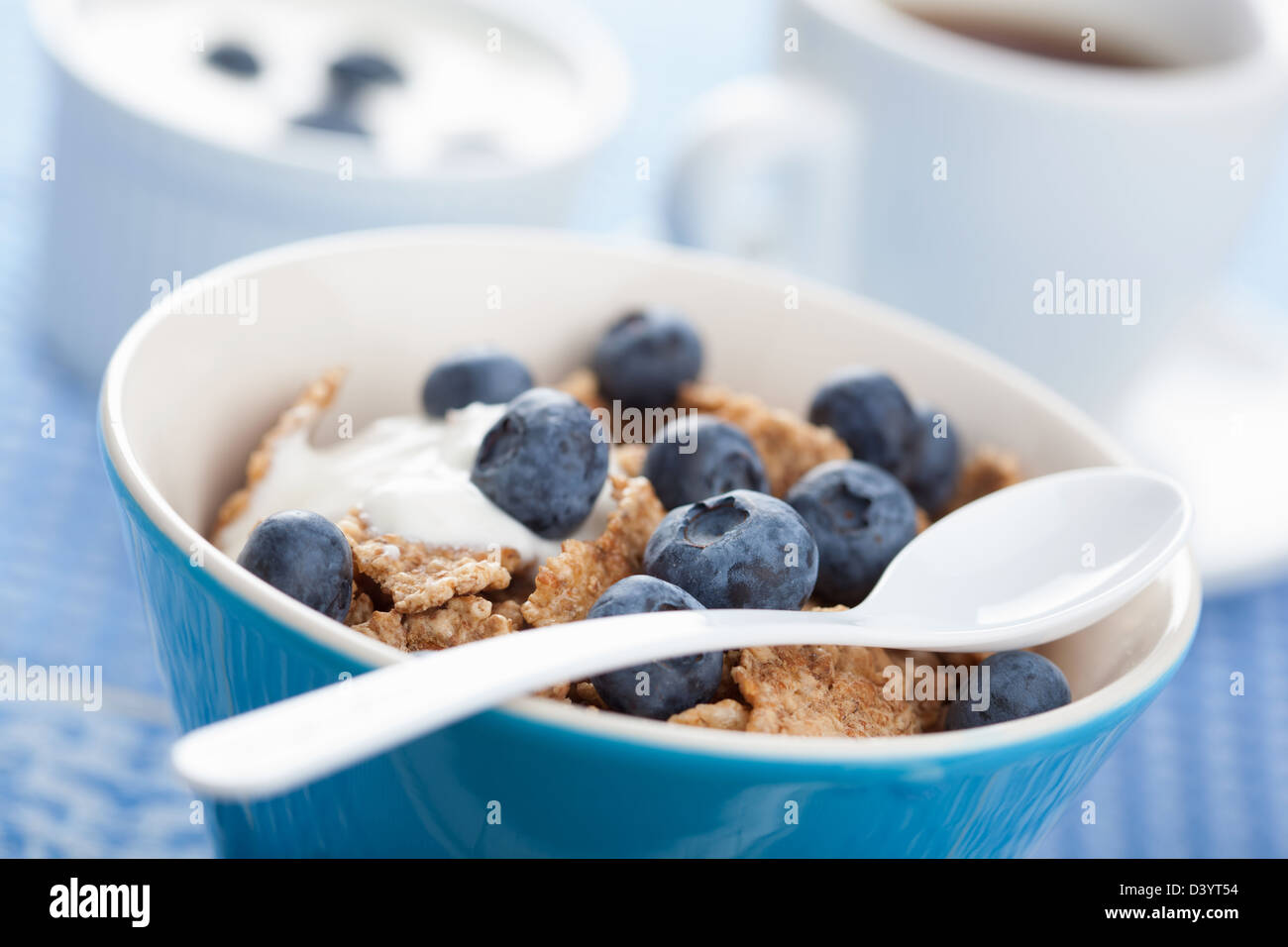 cornflakes with blueberry and yogurt Stock Photo - Alamy