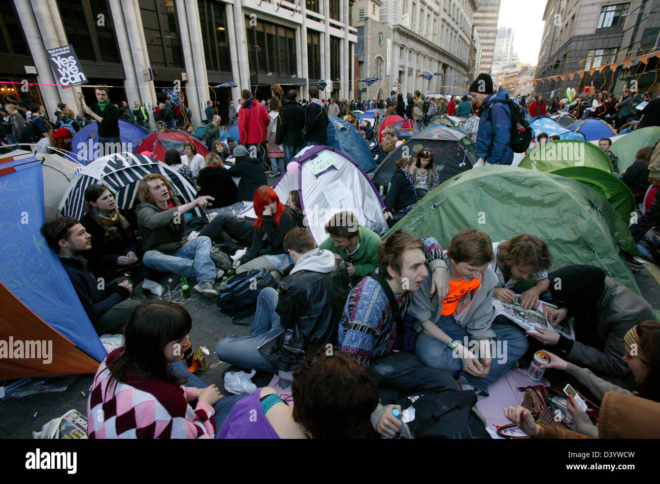 Climate Camp on the eve of the London G20 Summit in the City of London ...