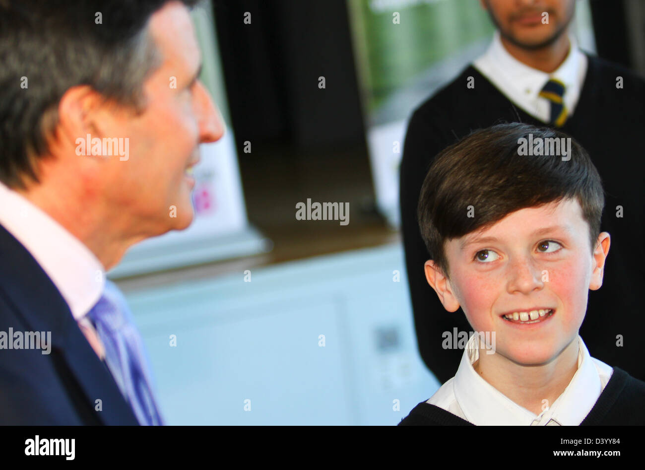 Glasgow, UK. 27th February 2013. Seb Coe visits Shawlands Academy ...
