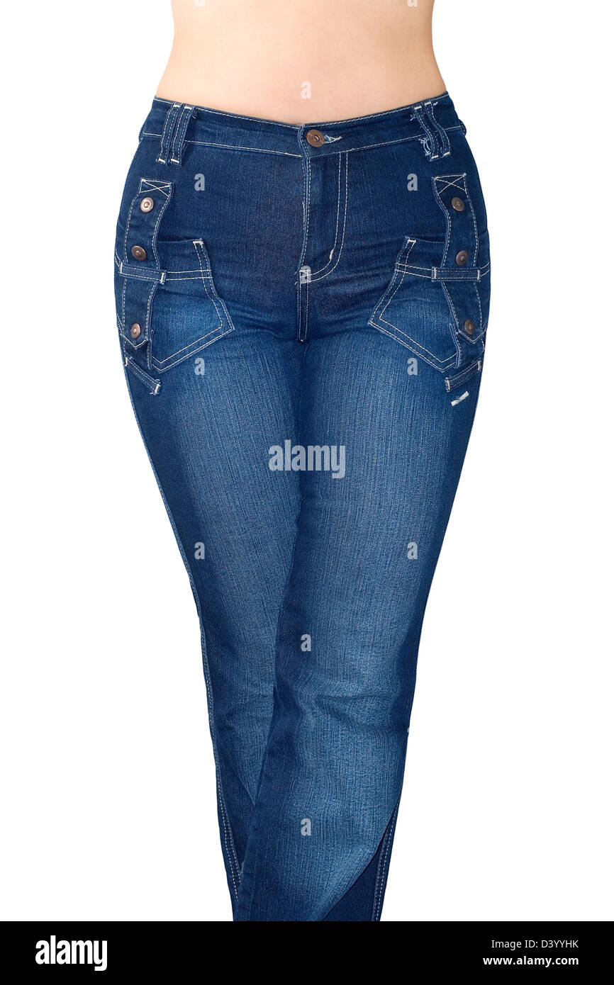 Dark blue jeans is the front view Stock Photo - Alamy