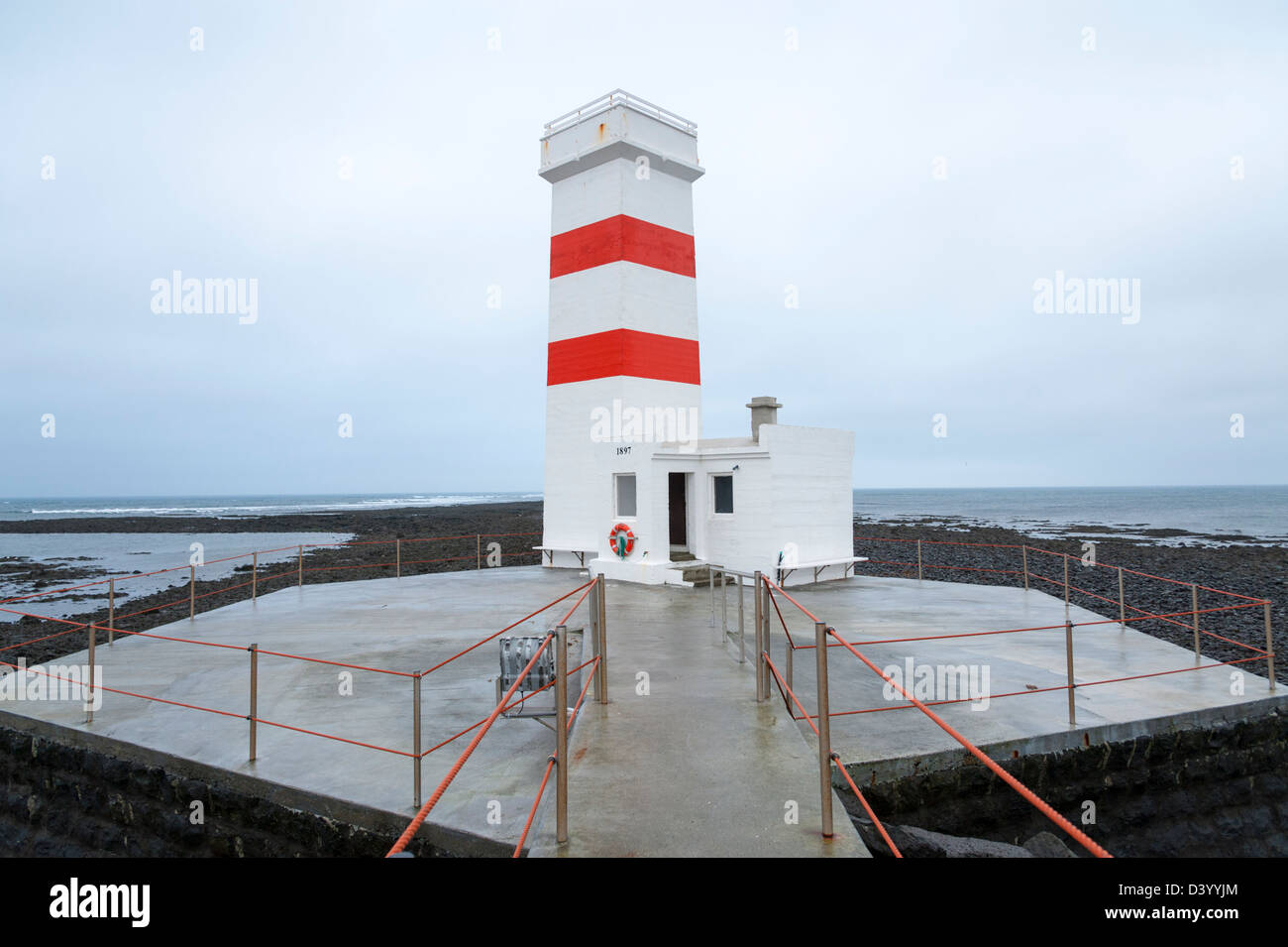 The Lighthouse at Gardur Reykanesbaer Peninsula Iceland Stock Photo - Alamy