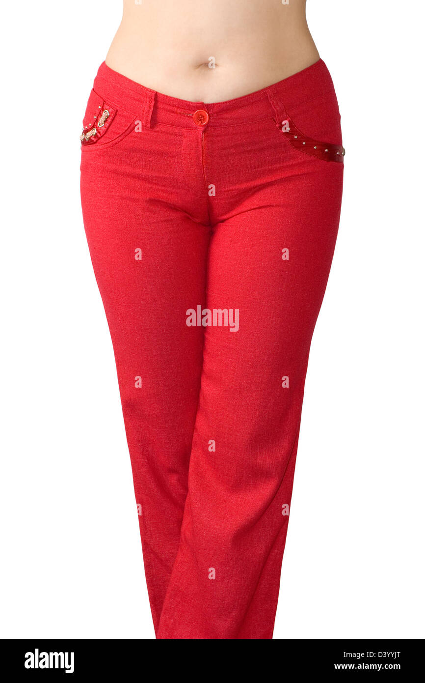 Red jeans is the front view Stock Photo - Alamy